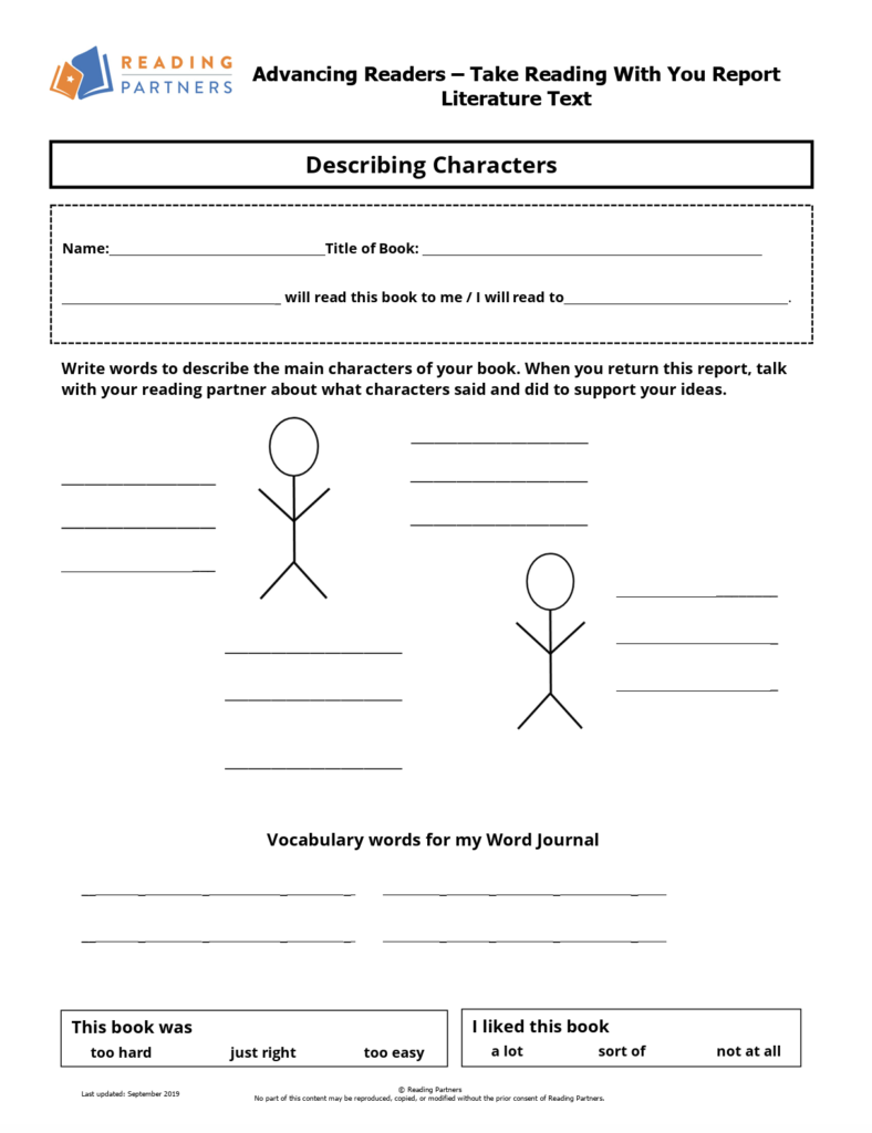 Activity sheets - Reading Partners